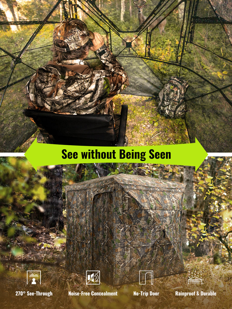 VisMaster 270° See-through Hunting Blind with No-Trip Door - TideWe