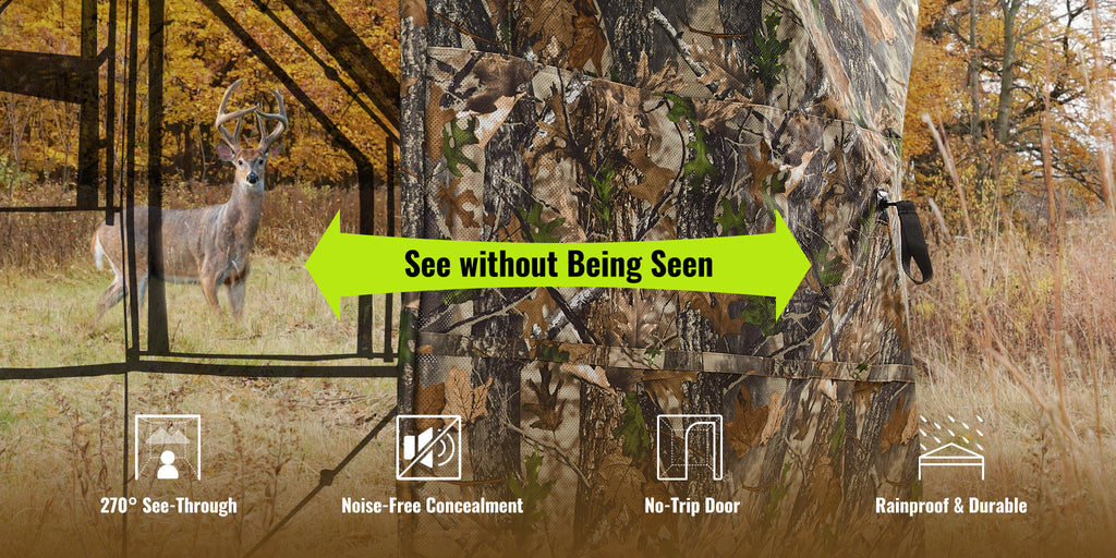 VisMaster 270° See-through Hunting Blind with No-Trip Door - TideWe