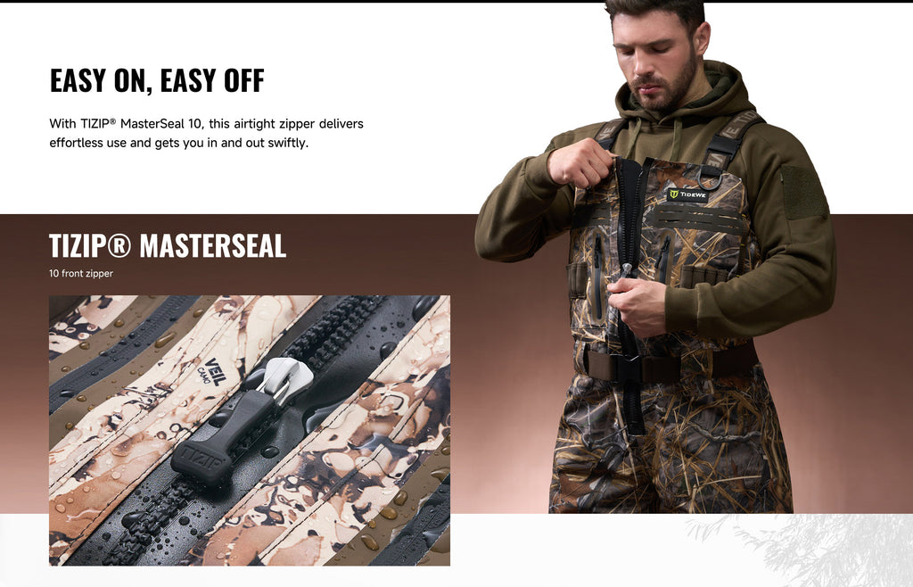 Tidewe QuestWade Ultra Comfort Zip Waders for Waterfowl Hunting - TideWe